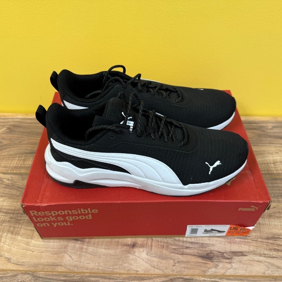 Puma | Shoes | Puma Zip C Mens Sneakers Black With White Stripe | Poshmark
